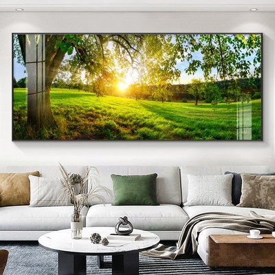 速发自然风景画客厅挂壁树木森林画饰画横幅大尺寸沙发背景墙上装