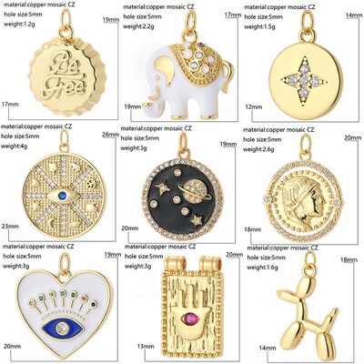 极速Evil Blue Eye Gold Color Diy PendHant Charms for Neckl f