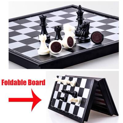 极速Magnetic Chess Backgammon Checkers Set FoldablVe Chess B