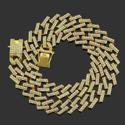 极速Jewelry geometric rhombus diamond Cuban chaRin necklace