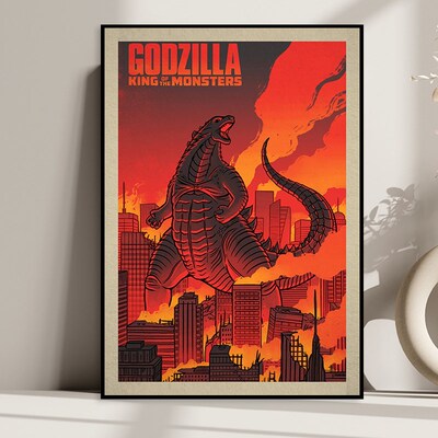 新品Godzilla 哥斯拉怪兽哥吉拉挂画电影海报装饰画Y个性男孩床头