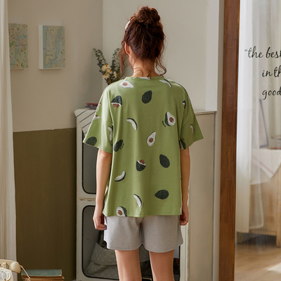 极速BZEL Green Sleepwear Sets ForD Women Lovely Avocado Patt