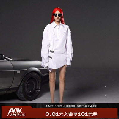 AKTK衬衫 春夏新品 原创设计 错位金属扣超廓形衬衫女