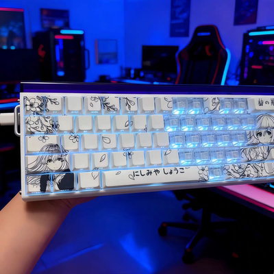 西宫硝子2.0键帽 侧刻透光透明键帽ace68x87醉鹿a75迈从jet687587