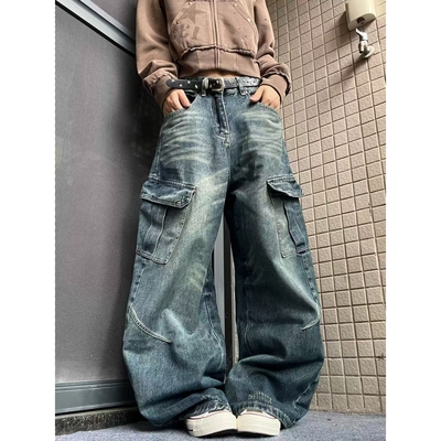 15GET男女同款复古蓝弯刀裤