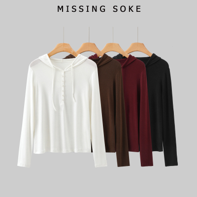 《丽丽姐专享》羊毛莱赛尔抽绳连帽打底上衣-3073