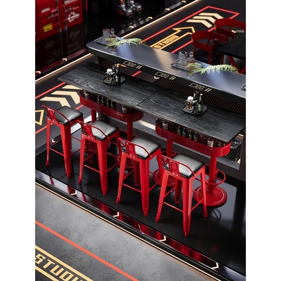 复古铁艺专属定 制音乐吧桌椅酒吧爵士吧靠墙散台实木长条吧台组