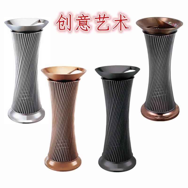 时尚创意艺术钢管座地烟灰桶 大堂室内立式流线型垃圾桶带烟灰缸