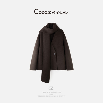 COCO ZONE 刘11 “巴黎旧梦”绵羊毛混纺V领双面呢外套CD2A2334