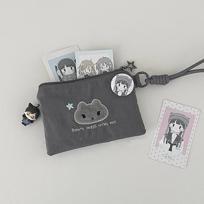 小灰猫挂脖卡包零钱包