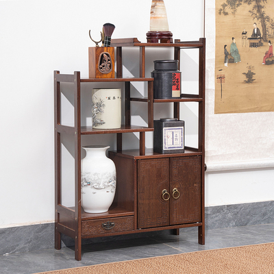 新中式桌面茶杯架小型桌上博古架实木G紫砂壶茶具茶叶罐收纳置物