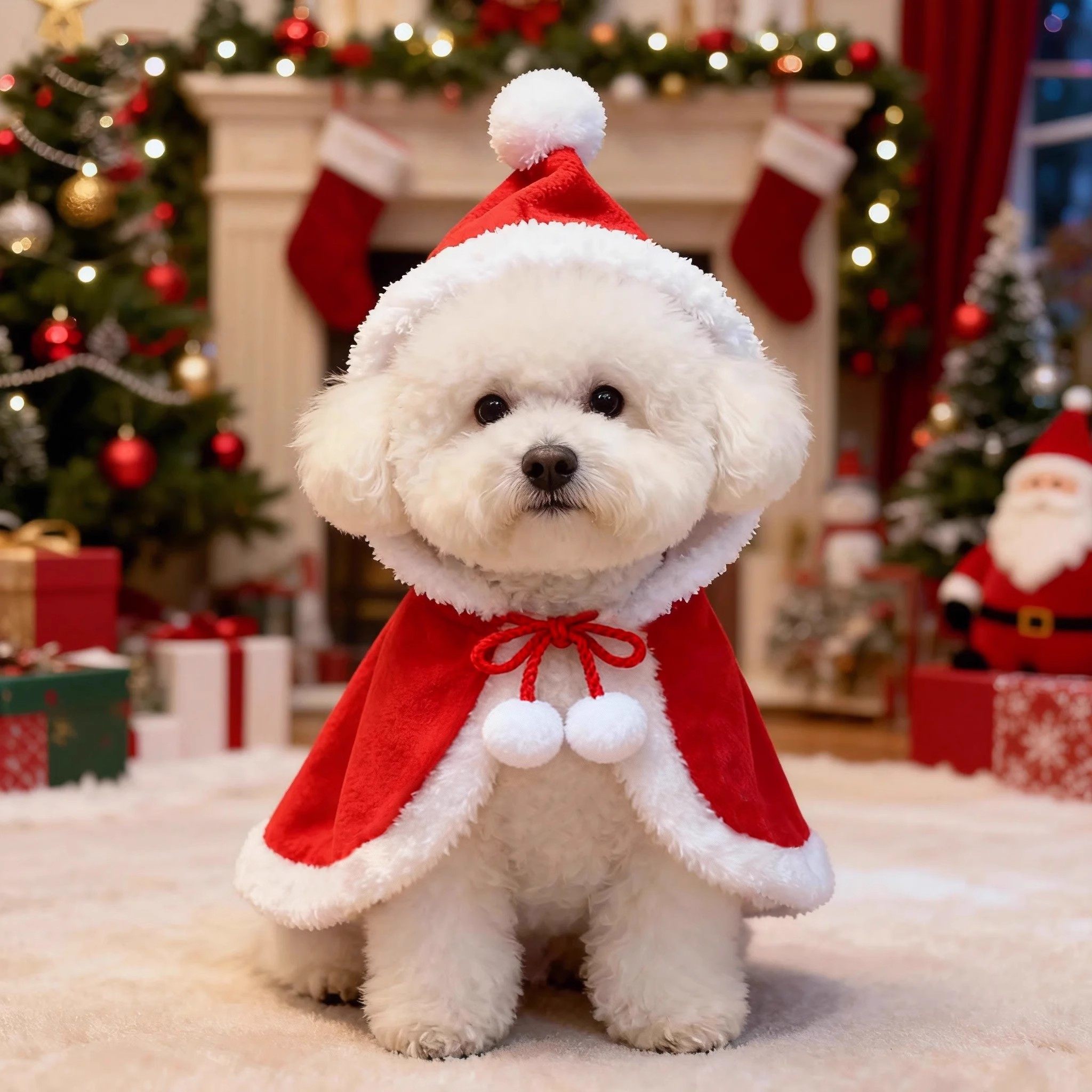狗狗圣诞节保暖衣服秋冬装小红帽斗篷宠物猫咪连帽披风宠物服饰