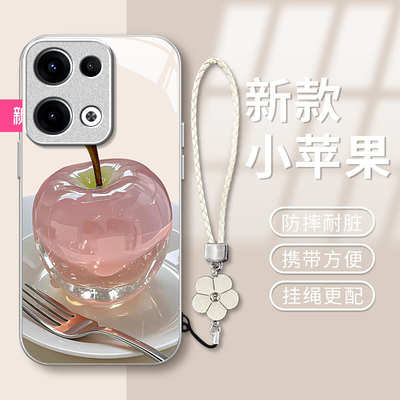 适用OPPOReno系列水晶苹果手机壳