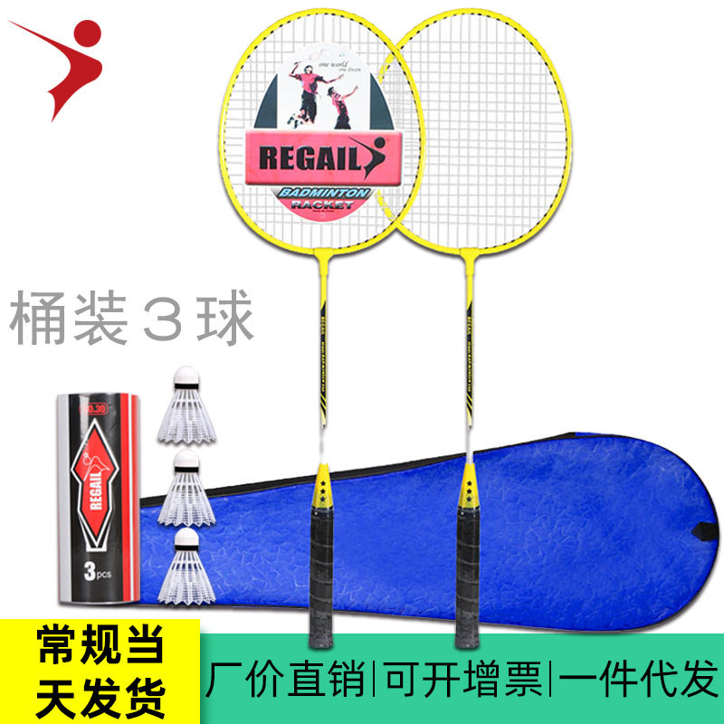 直销初学羽毛球拍两拍送3球家庭娱乐青少年耐打羽毛球拍套装