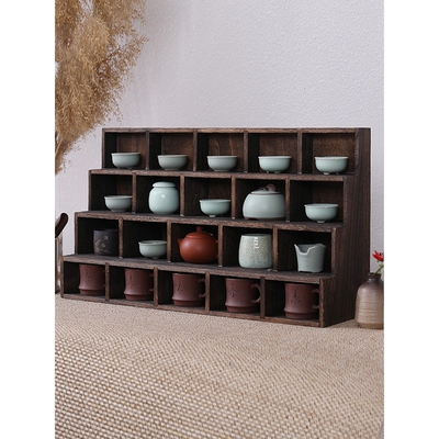 实木博古架壁挂茶架多宝阁中式茶具紫砂壶茶杯收纳展示摆件置物架