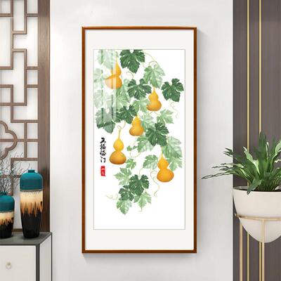 中式玄新关装LM80124画 画竖版入户走廊尽头过饰道进门五挂福临门