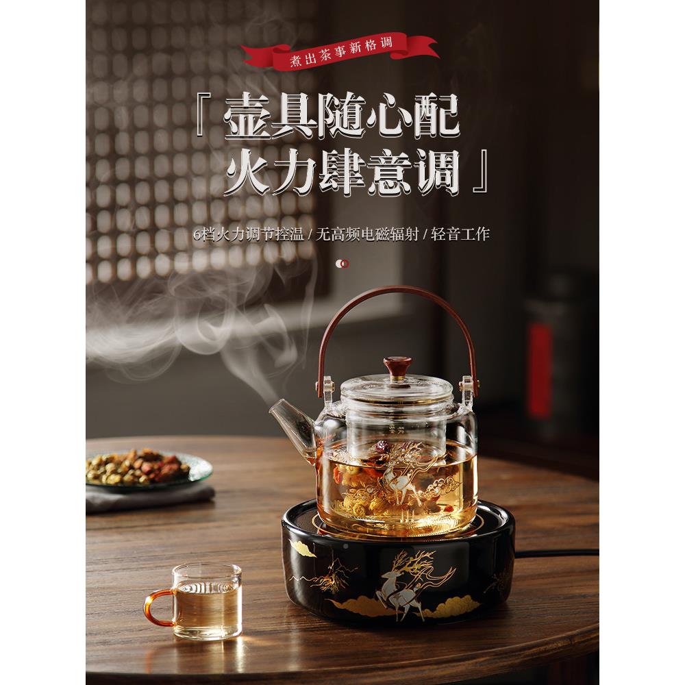 黑鹿晶炉快煮家壶你泡茶壶用小家电煮茶机DTL-TC18吉鼓晶黑一有套