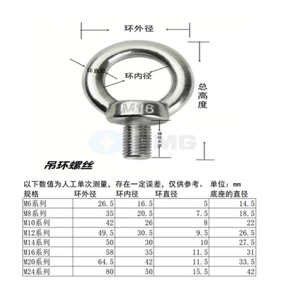 。东明 304不锈钢吊环螺丝加长吊环螺栓 铸造件M6M8M10M12M14M16M