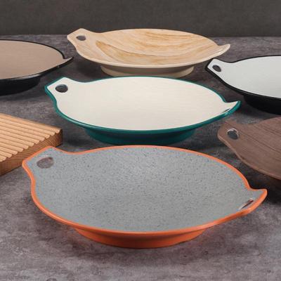 红烧肉盘密胺创意双耳盘深盘酒店餐具炒菜冷菜盘家用炒菜盘子