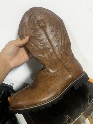 复古西部牛仔靴男 柔软舒适外贸大码男鞋45464748英伦风刺绣男靴