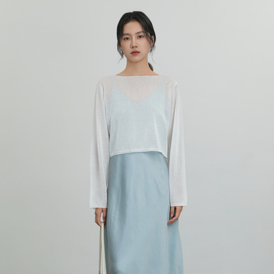 AIRIQI奥莱女装夏日罩衫都市百搭宽松显瘦短款圆领毛衫AH42MS230