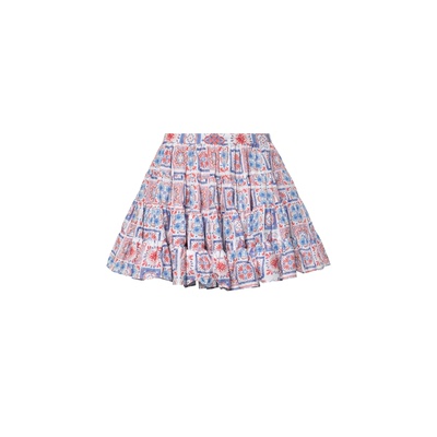 100棉60S印花料缩碎褶蓬蓬裙A字短款半身裙WT52RSY044