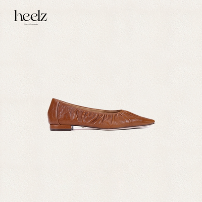 heelz手工褶皱羊皮鸭嘴奶奶鞋