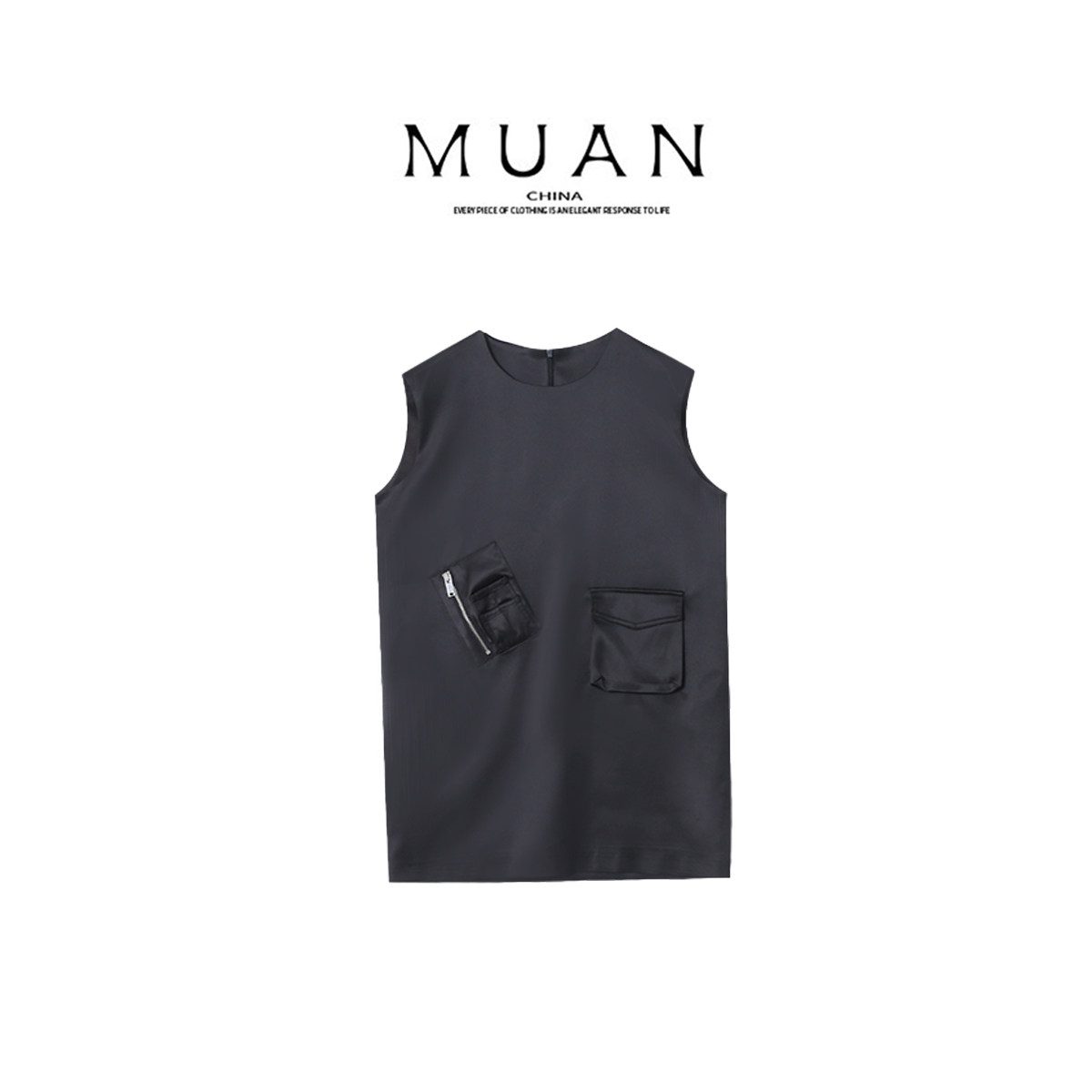 木岸muan高定小黑裙夏季简约百搭定制秀场款连衣裙女YJ-23443
