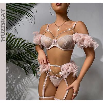MUZISKAT Feathers Sex Underwear Luxury French Lingerie Sets