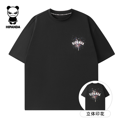 HiPanda你好熊猫美式高街T恤夏季宽松2025新款重磅潮牌情侣短袖薄