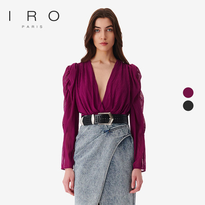 早秋深V领法式IRO纯色