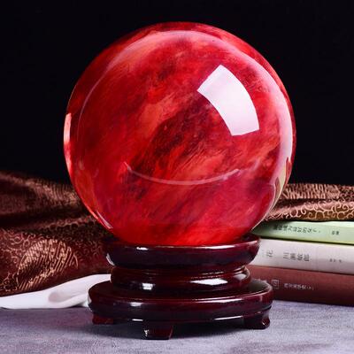 天然红水晶球档招财风球财源广进办公居室ttb-7014水茶室酒柜摆件