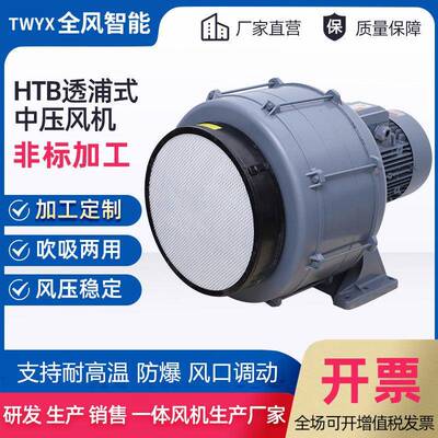 热能燃烧机用多段中压风机HTB100-1020.75kw透浦式鼓风机送风机
