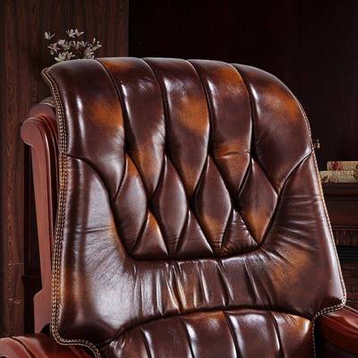 办公家木大椅皮面老板椅具旋转升降#1可躺老板班办公董椅事大班椅