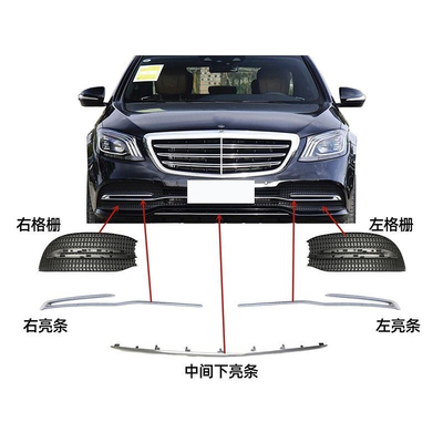 适用奔驰S级前杠电镀S450L亮条S350格栅S320风网S500前保险杠W222
