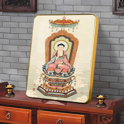 速发南无本师释迦供尼佛佛像挂画摩尼佛祖客厅牟结奉缘摆台画