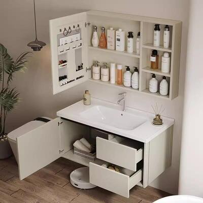 奶油风蜂窝浴室柜阳卫生间台墙洗挂漱台铝铝合金洗手盘带SM-941美