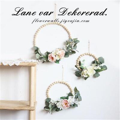 速发森花花加尤利门楣花木珠墙壁装饰风假花干燥系环圆形手捧花