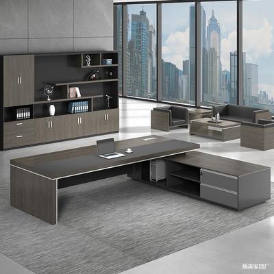 简约现老板桌主87管办公桌代椅组轻合奢总裁桌总经公理大班台办家
