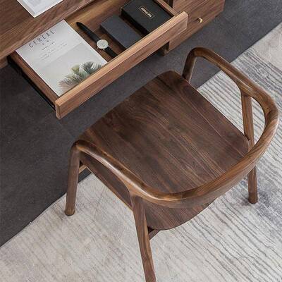 北美黑桃木全22152实木双人书桌电脑桌写字胡体加台现代简约长连