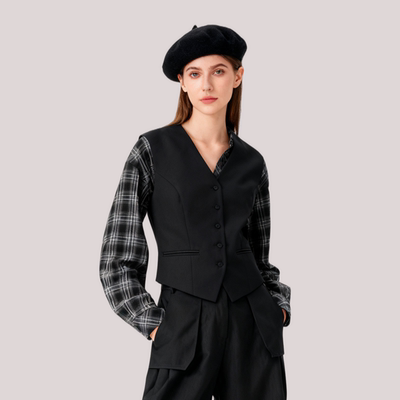 LOLO MIRIAM | 25秋 黑色马夹轻奢收腰女马甲313W7A022