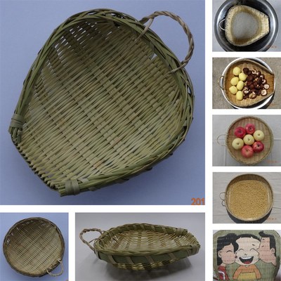 竹编筲箕簸箕 竹青篾制成 淘米洗菜沥水晾晒收纳篮火锅店饭店家用