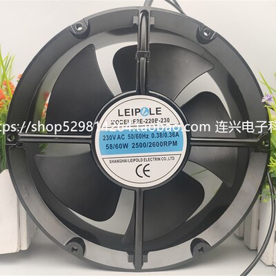 全新LEIPOLD雷普散热风扇220*60风机交流AC230V滚珠F2E-220B-230