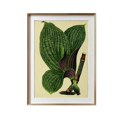 式客装饰画HKL美餐厅法朵式沙发三联画兰花壁画卧厅室床头花绿色