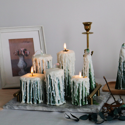 Timepharmacy创意手作滴泪圣诞树蜡烛装饰摆件 小众卧室淡香蜡