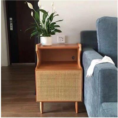 床头CD100613柜藤编日柜式矮户柜角柜卧室小斗柜小型储物杂书柜志