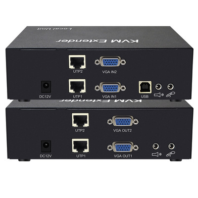 双路KVM高清视频VGA延长器USB2.0双向音频传输HDbaseT