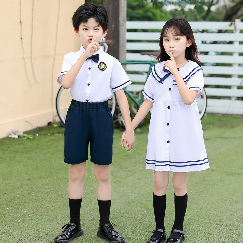 热销幼儿园园服夏装儿童班服小学生短袖校服朗诵合唱X服毕业照演