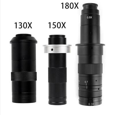 电子显微镜配件130X可调长镜头180X变焦长镜头150X单目显微镜