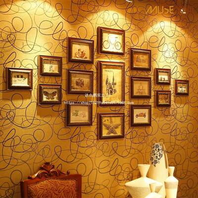 个式复古照片框墙客厅装hubk2098饰相挂墙组合创意性挂墙美式欧古
